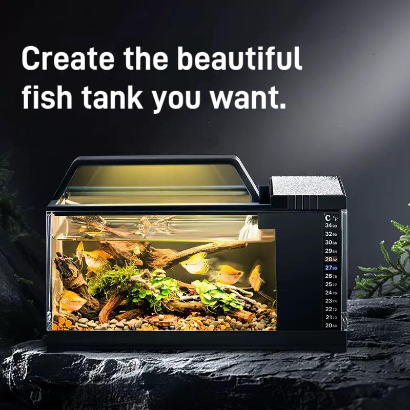 South American fish tank side filter small desktop aquarium set with ...