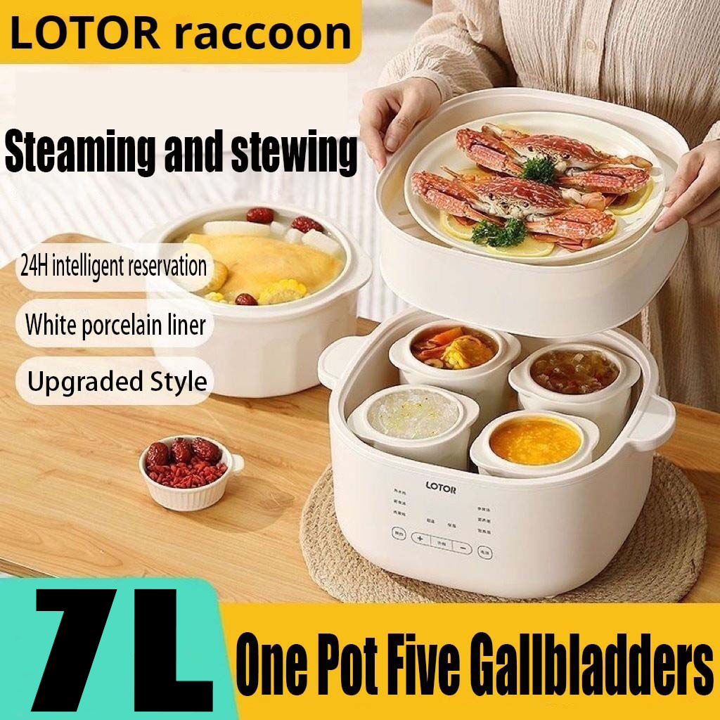 7L five-pot ceramic smart electric stew pot waterproof electric stew ...