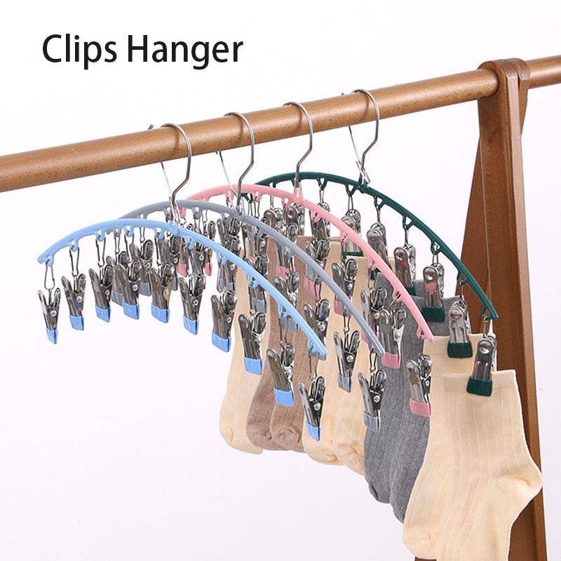 Stainless Steel 10 Clips Hanger for Sock Non-slip Clothing Hangers ...