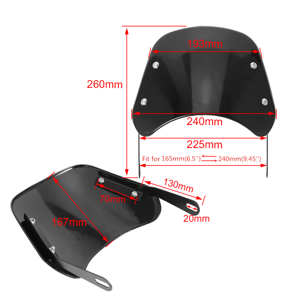 1 Set Universal Motorcycle Windshield 5-7 Inch Headlight Wind Deflector ...