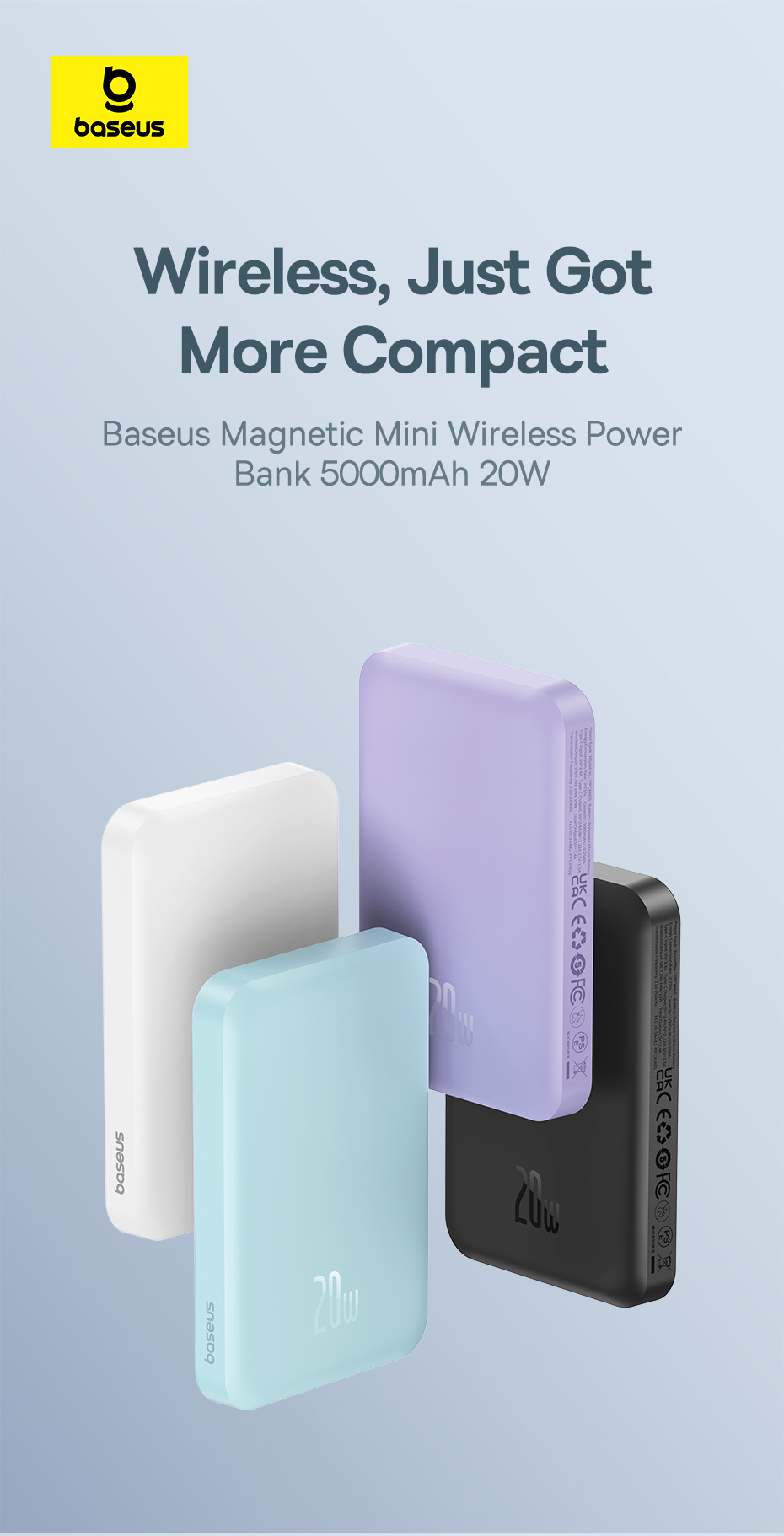【CCC Certified】Baseus 3C Power Bank 5000mAh Mini Magnetic Wireless Fast ...