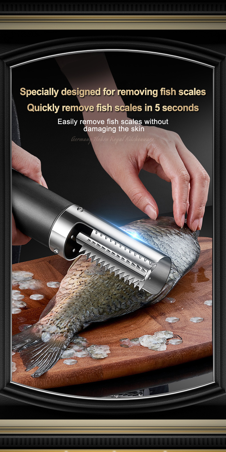 125W Portable Fish Scale Scraper Remover Cordless Fish Remover Electric ...