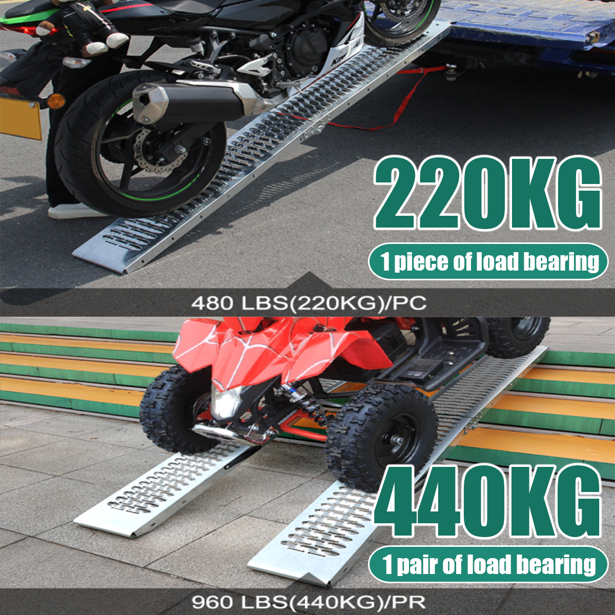 🔥🔥 Aluminium Motorcycle Bike Ramp Tangga Motor Motosikal Folding Anti ...