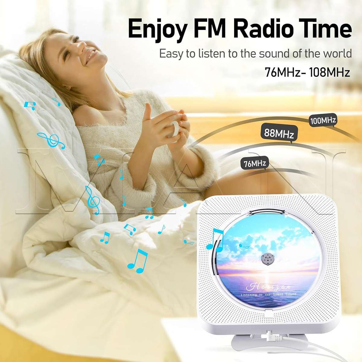 Portable CD Player Bluetooth Wall Mountable Music Player With IR Remote ...
