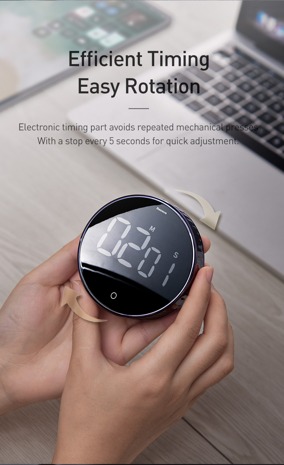 Baseus LED Digital Magnetic Kitchen Rotation Countdown Timer Countdown ...