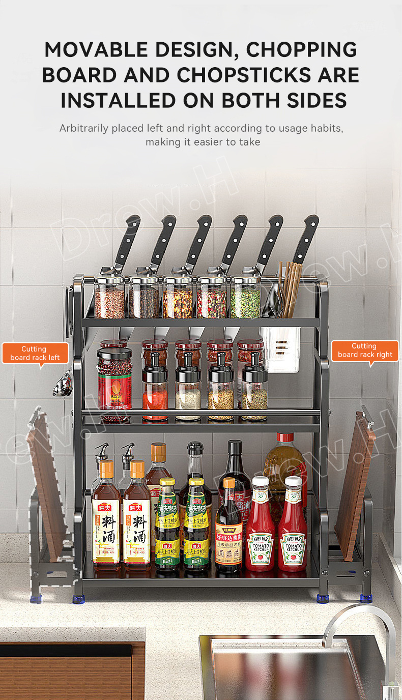 Kitchen Spice Rack Kitchen Rak Dapur Rak Rempah Stainless Steel ...