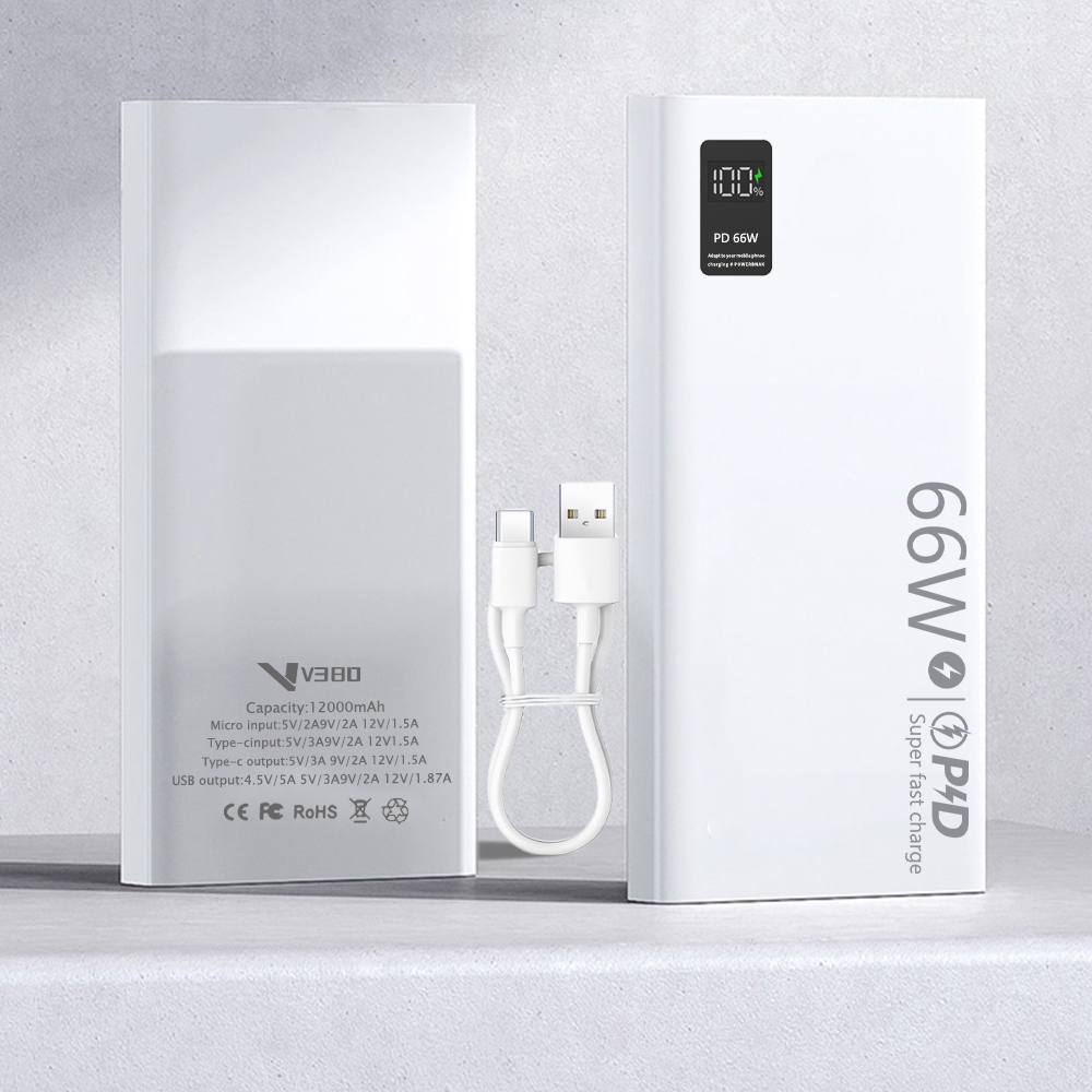 V380 High Quality 66W Super Fast Charging Power Bank K7 Black/White QC ...