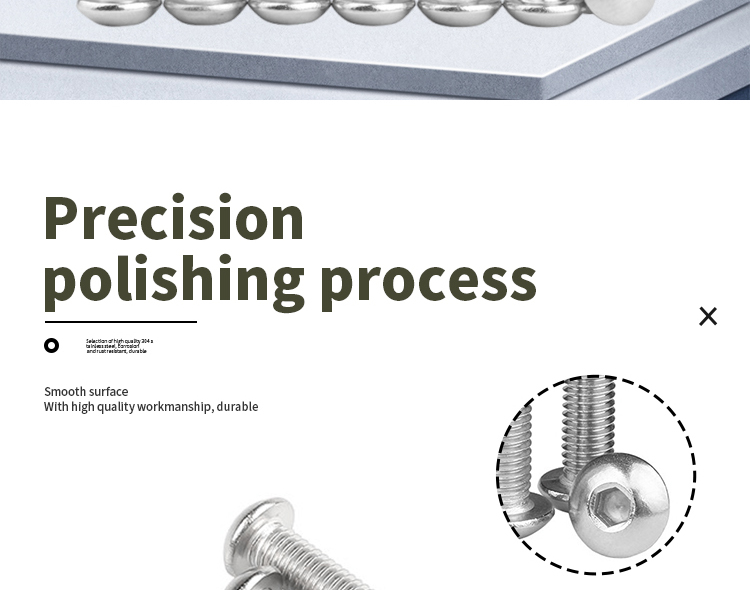 M8 Button Head Screw 304 Stainless Steel SHINY SURFACE Allen Bolt ...