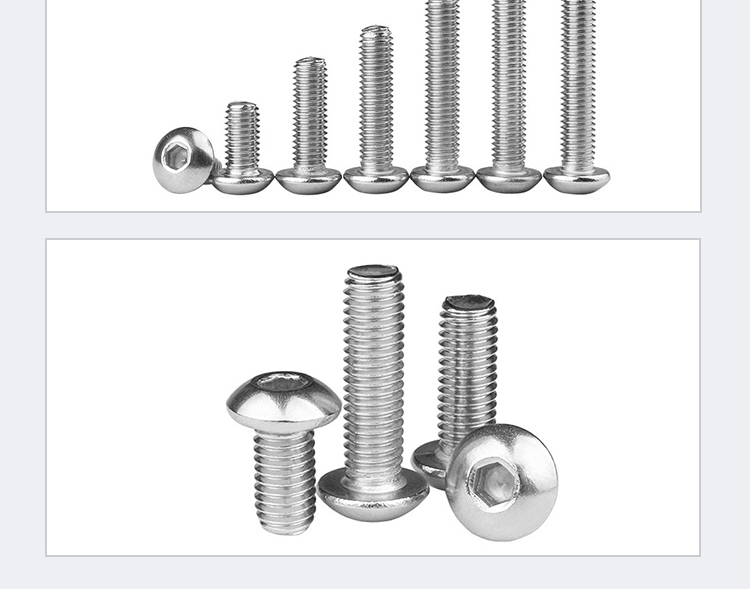 M8 Button Head Screw 304 Stainless Steel SHINY SURFACE Allen Bolt ...