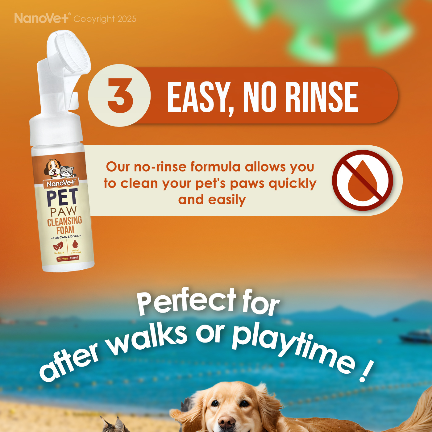 Nanovet® Pet Paw Cleansing Foam for Cat and Dog (200ml) | Shopee Malaysia