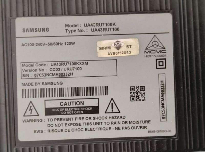 Samsung UA43RU7100K LED TV Power board motherboard speaker tripod ...