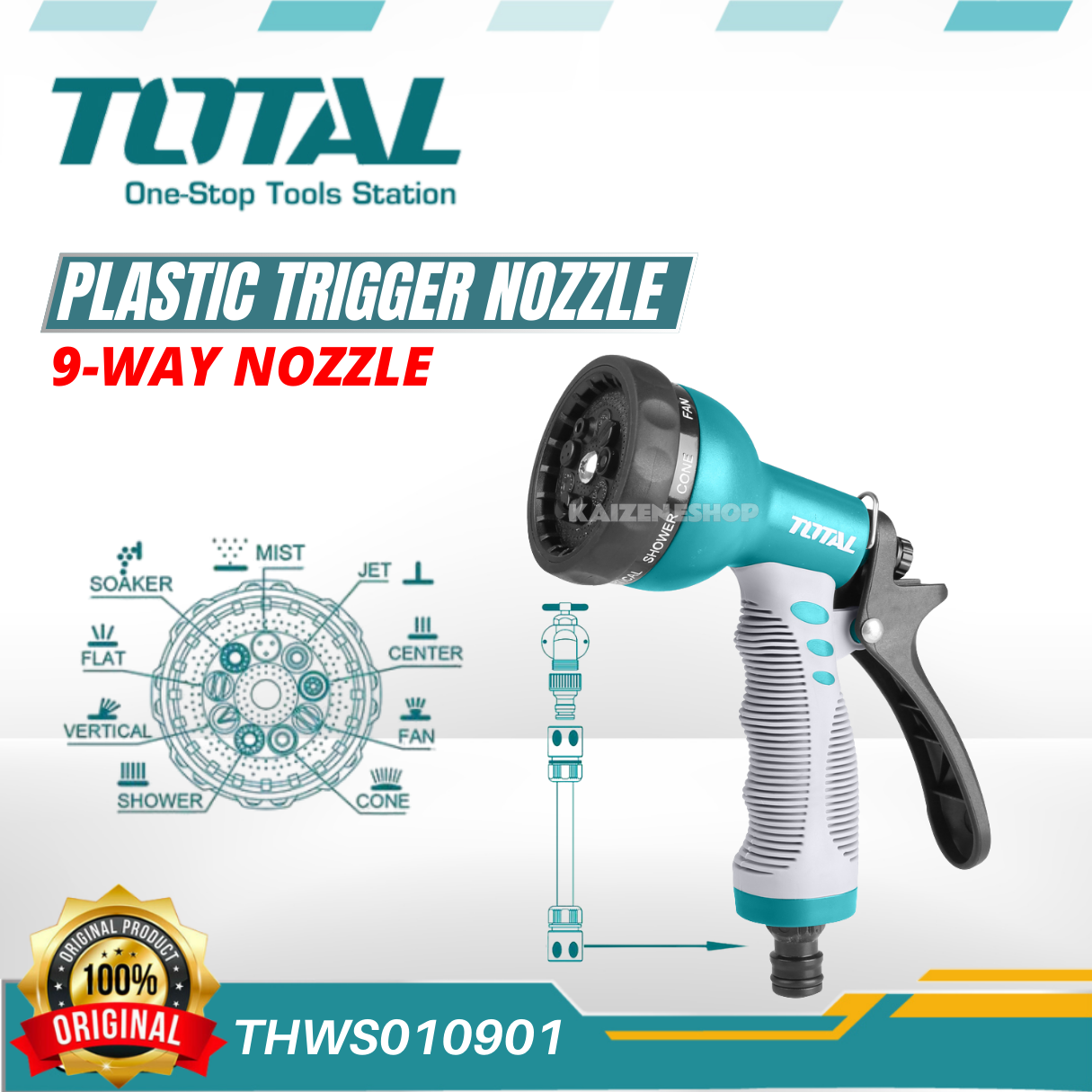 TOTAL THWS010901 Spray Nozzle 9-Pattern | Shopee Malaysia
