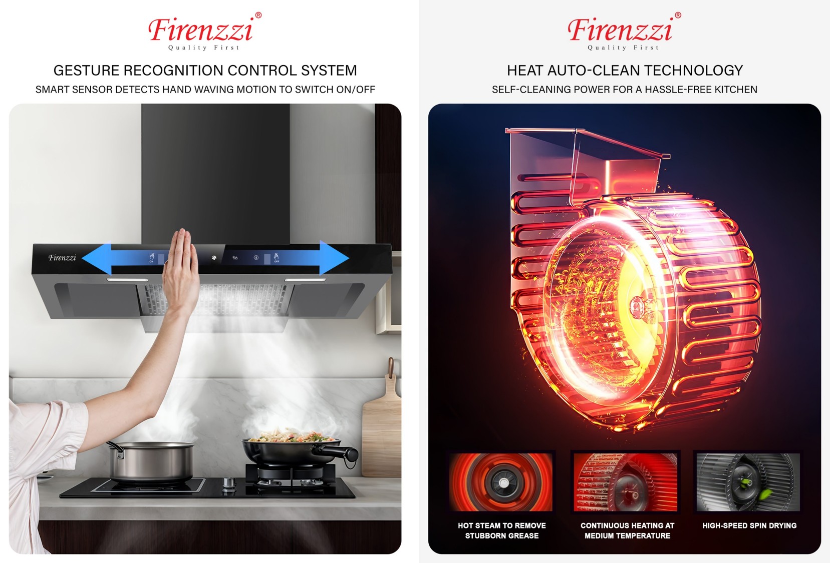 FIRENZZI FCH-9023 Cooker Hood + FIRENZZI Glass Hob FGH-2013 / FGH-2186 ...