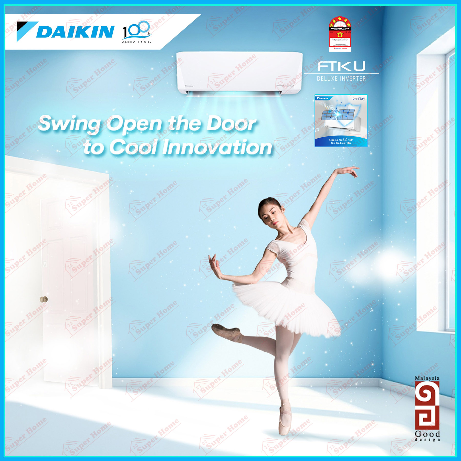 Daikin Inverter Air Conditioner 1.0hp - 3.0hp FTKU Deluxe Inverter ...