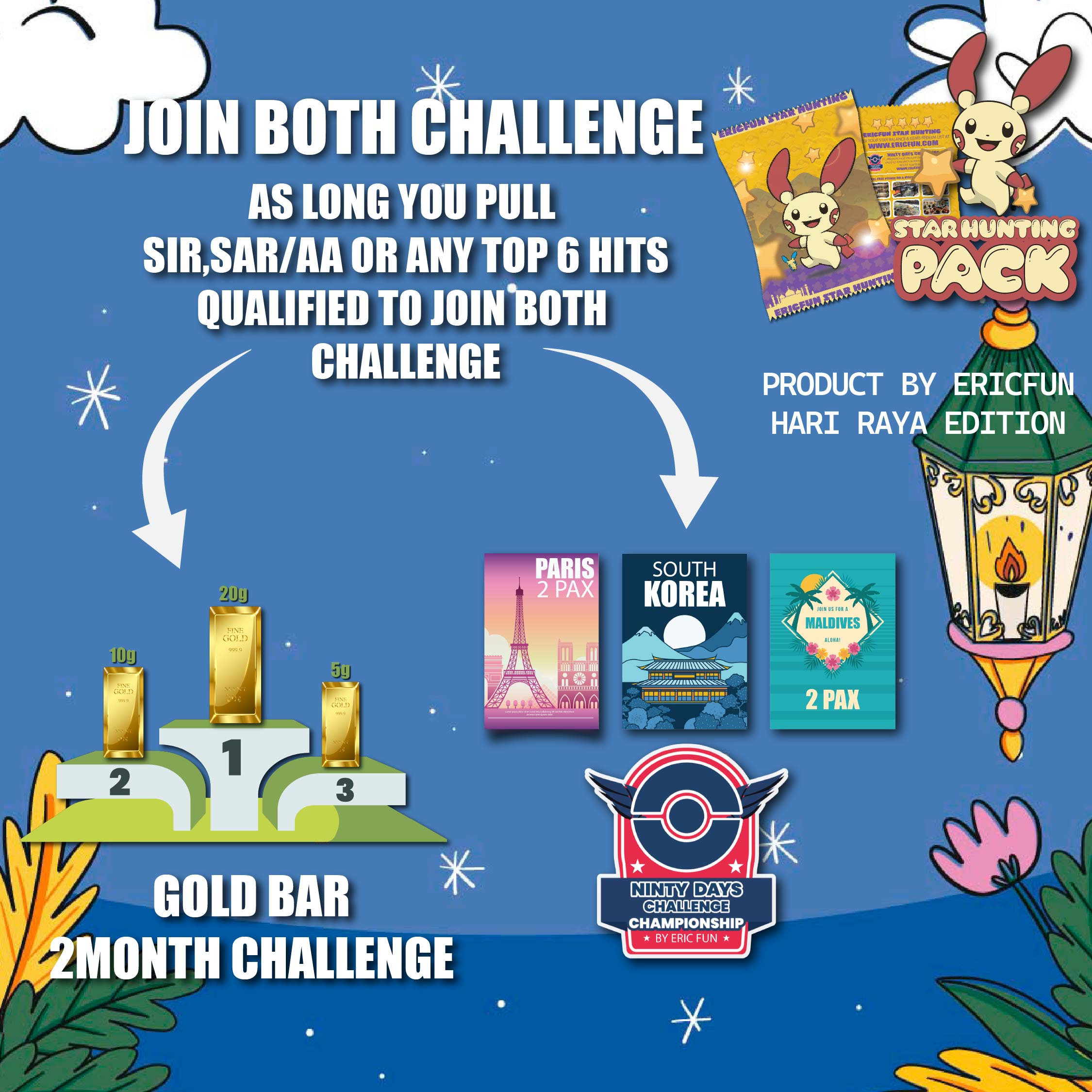 (HRSP)POKEMON TCG ERICFUN STAR HUNTING PACK (1 PACK/3PACKS/6PACKS ...