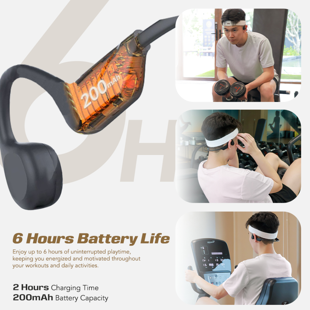 Dmes PureRun Bone Conduction Earbuds Bluetooth 5.4 IPX5 Waterproof 6H Battery Clear Mic ...