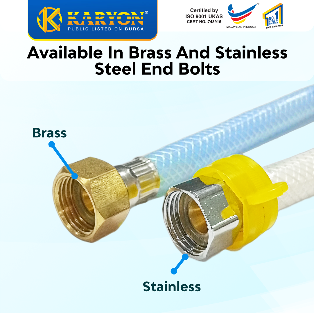 Karyon® Flexible Pressure Hose – Durable Stainless Steel & Brass Ends ...