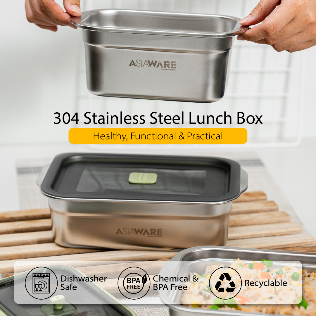 ASIAWARE 304 Stainless Steel SUS304 Lunch Boxes Food Storage Container ...