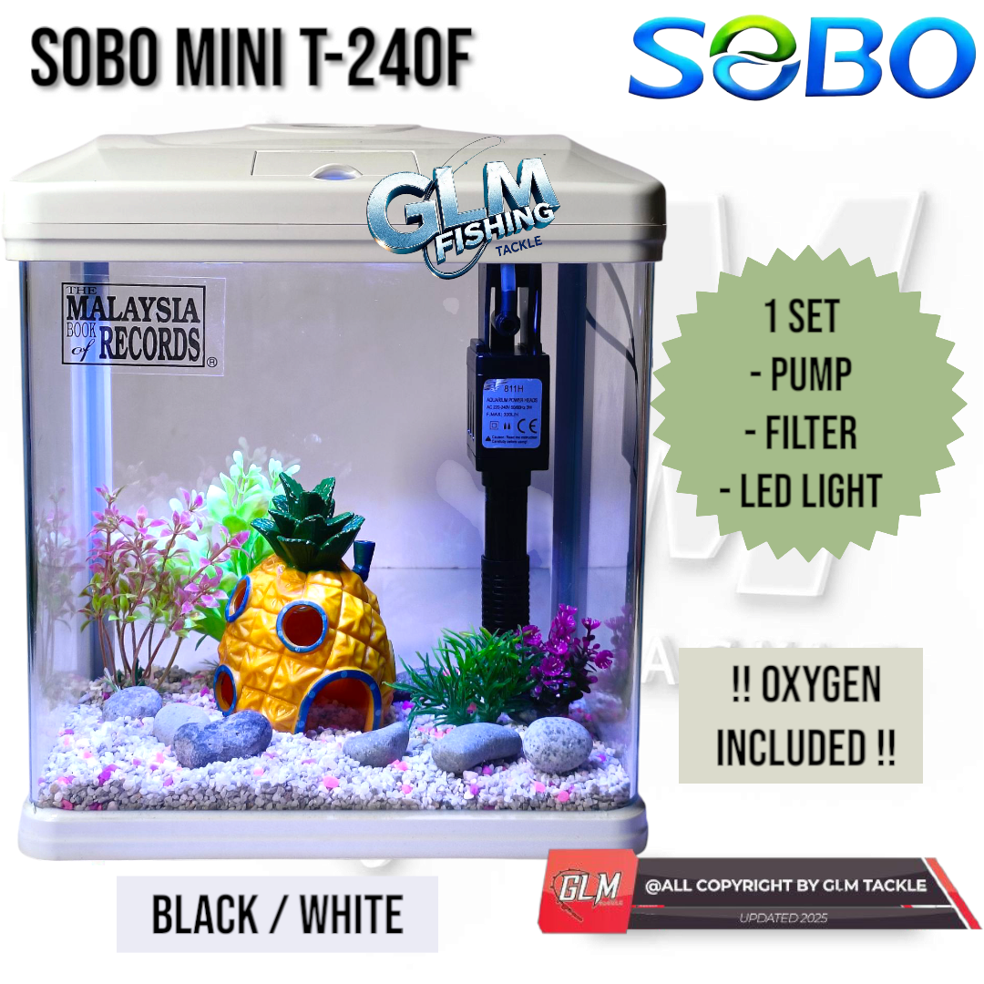 SOBO T-240F Mini Aquarium Fish Tank Set Lengkap (Pump, Filter, Led ...