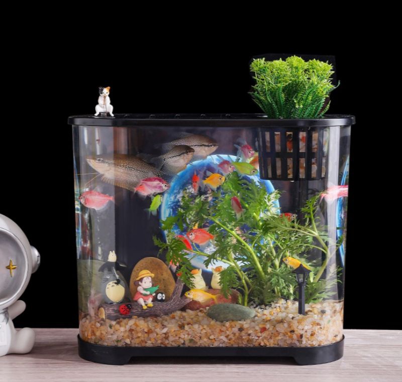 Ready Stock Fish Tank Small Household HD Transparent Plastic Ecological ...