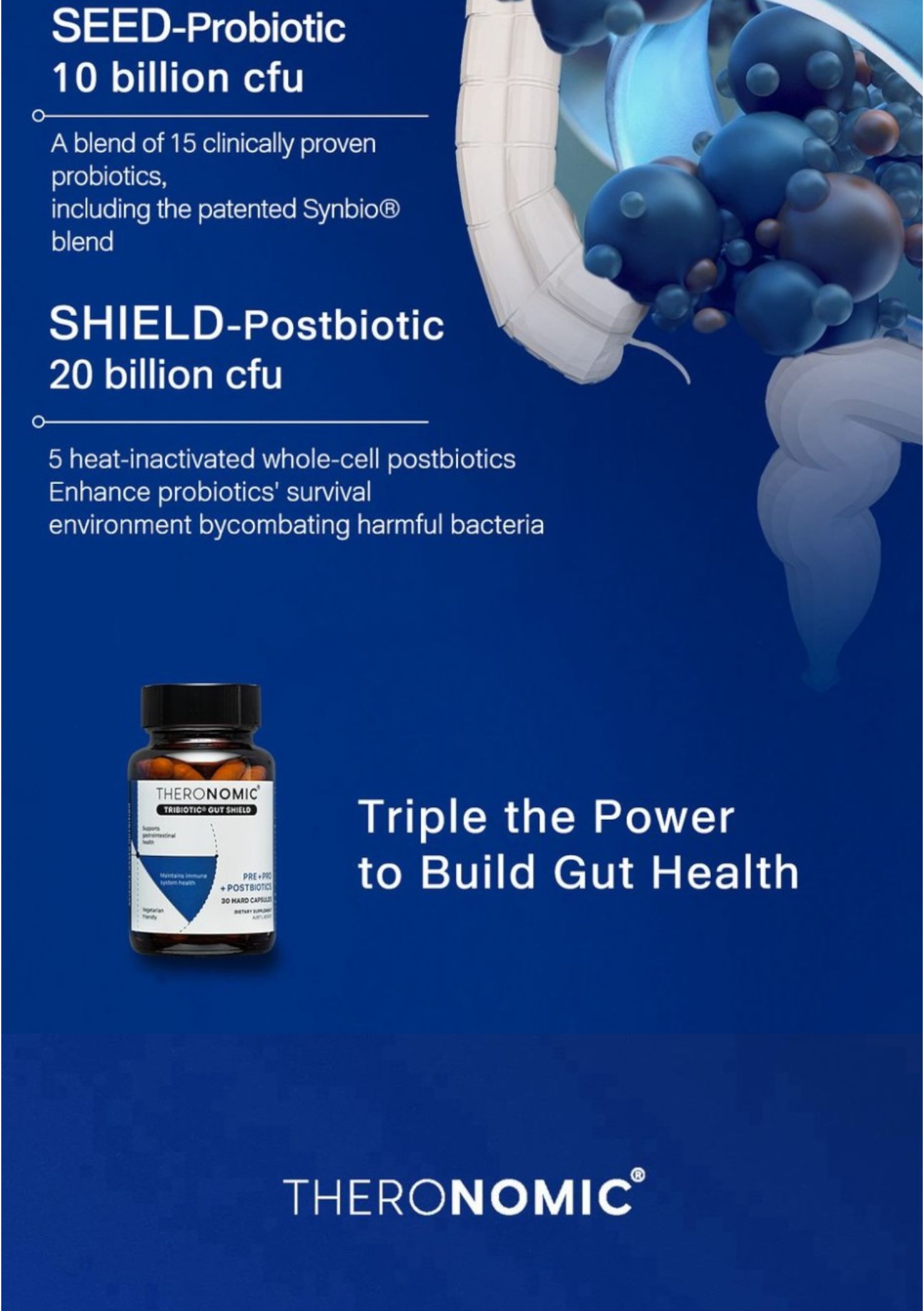 【Australia No.1】 Theronomic Tribiotic Gut Shield 30cap.【Promote Gut ...