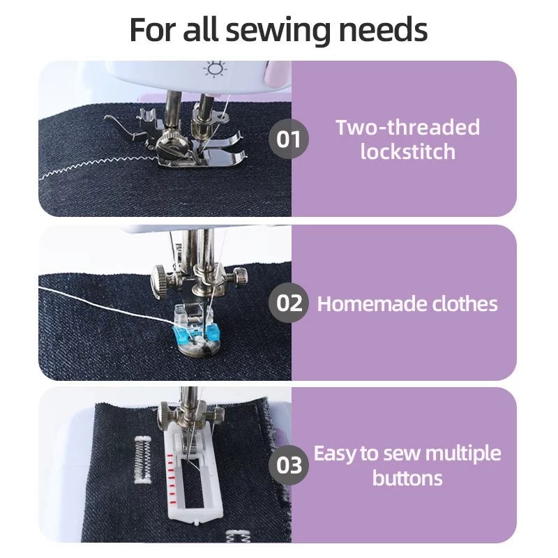 Sewing Machine 12 Sewing Portable Mini 505A Pro Upgraded Household Multifunction Electric Mesin ...