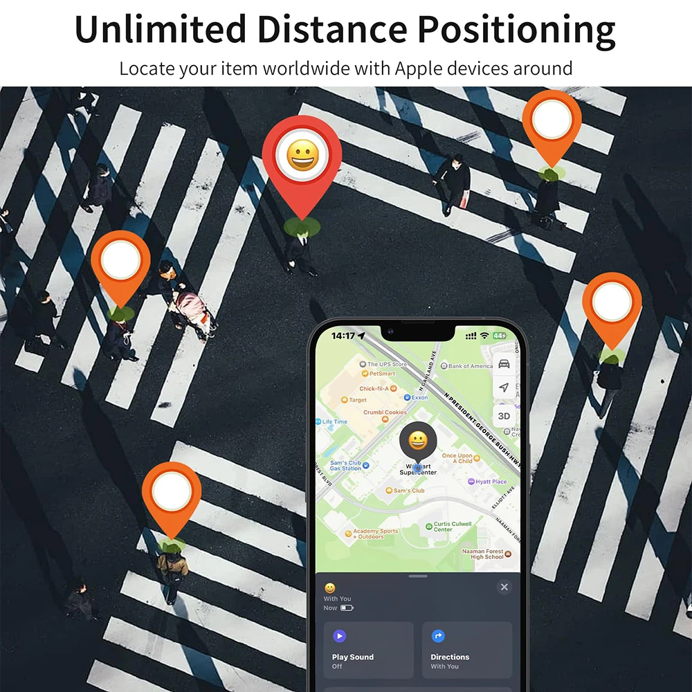 GPS Tracker Wallet Tracking Card Locator Smart Tag Device For IOS Find ...