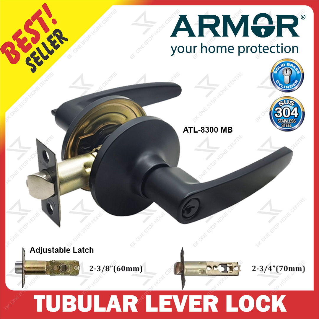 ARMOR TUBULAR LEVER DOOR LOCK ATL 8300 SS / MB / AC STAINLESS STEEL ...