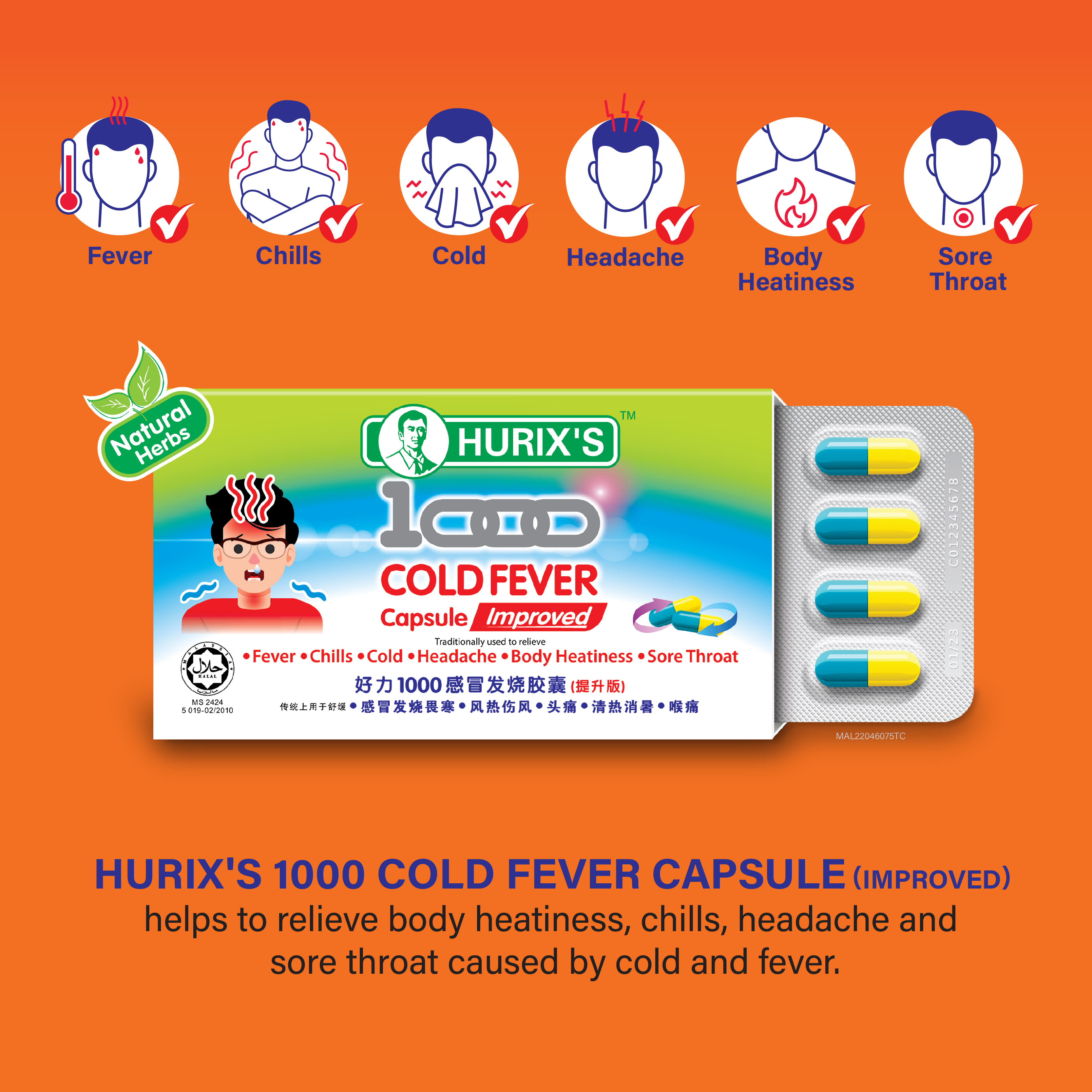 HURIX'S 1000 Cold Fever Capsule Improved (Blister) | Shopee Malaysia