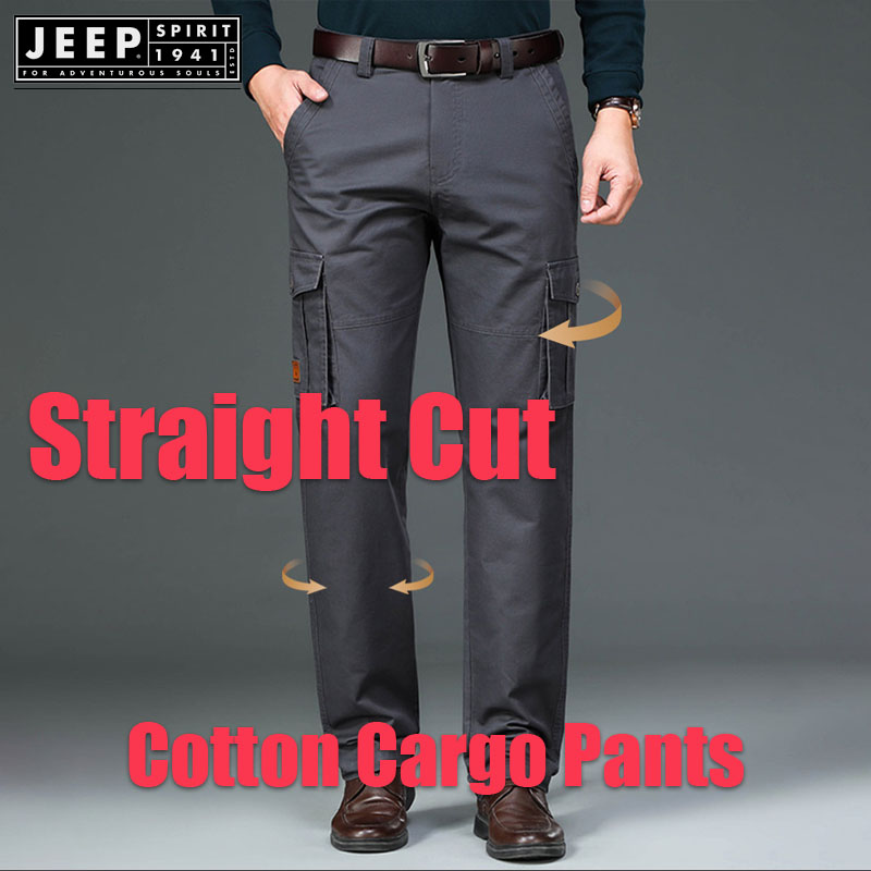 JEEP SPIRIT Cargo Pants Men Straight Cut Seluar Kargo Lelaki Tactical ...