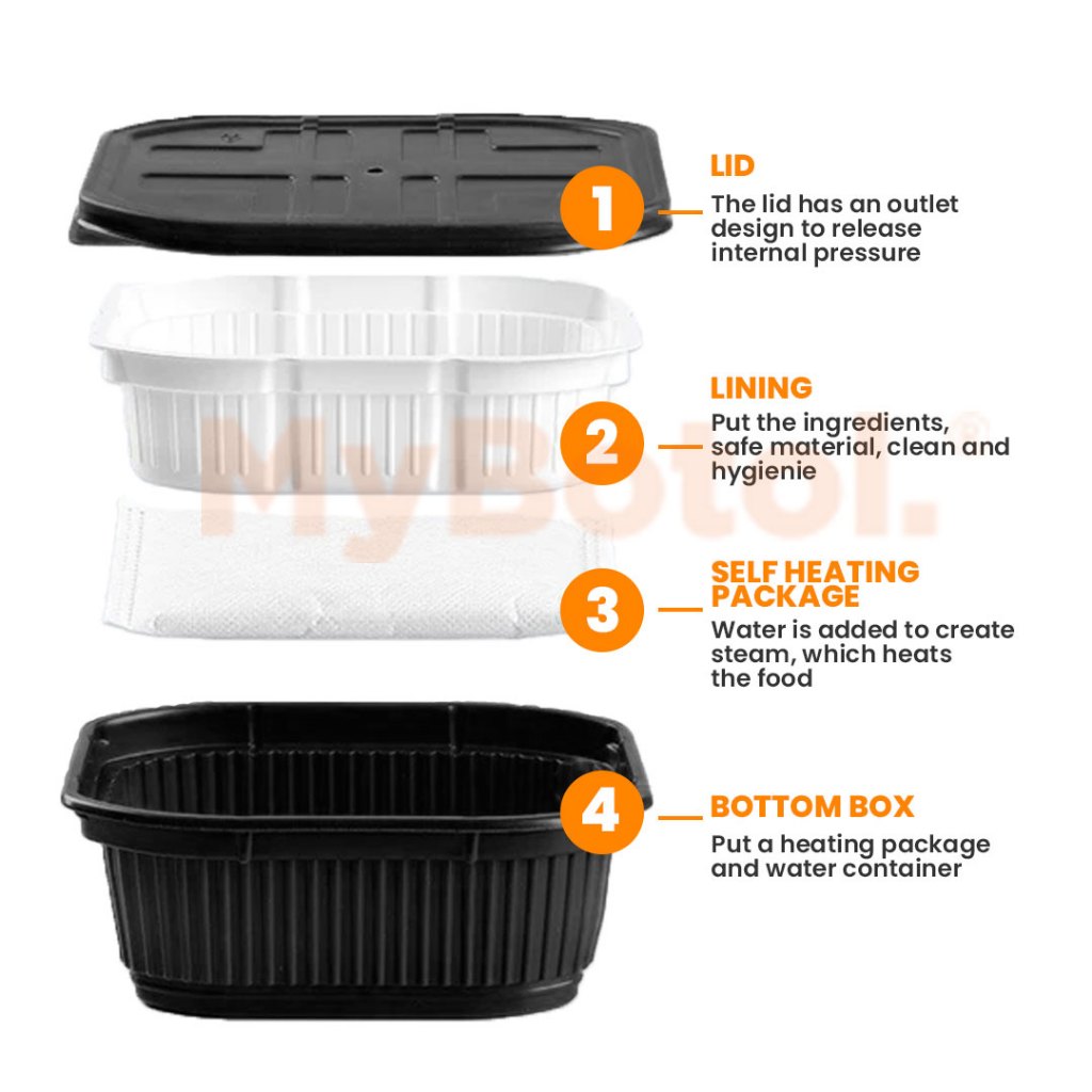 [mybotol] SELF HEATING MEAL BOX 800ML TRAVEL HOTPOT CAMPING CONTAINER ...
