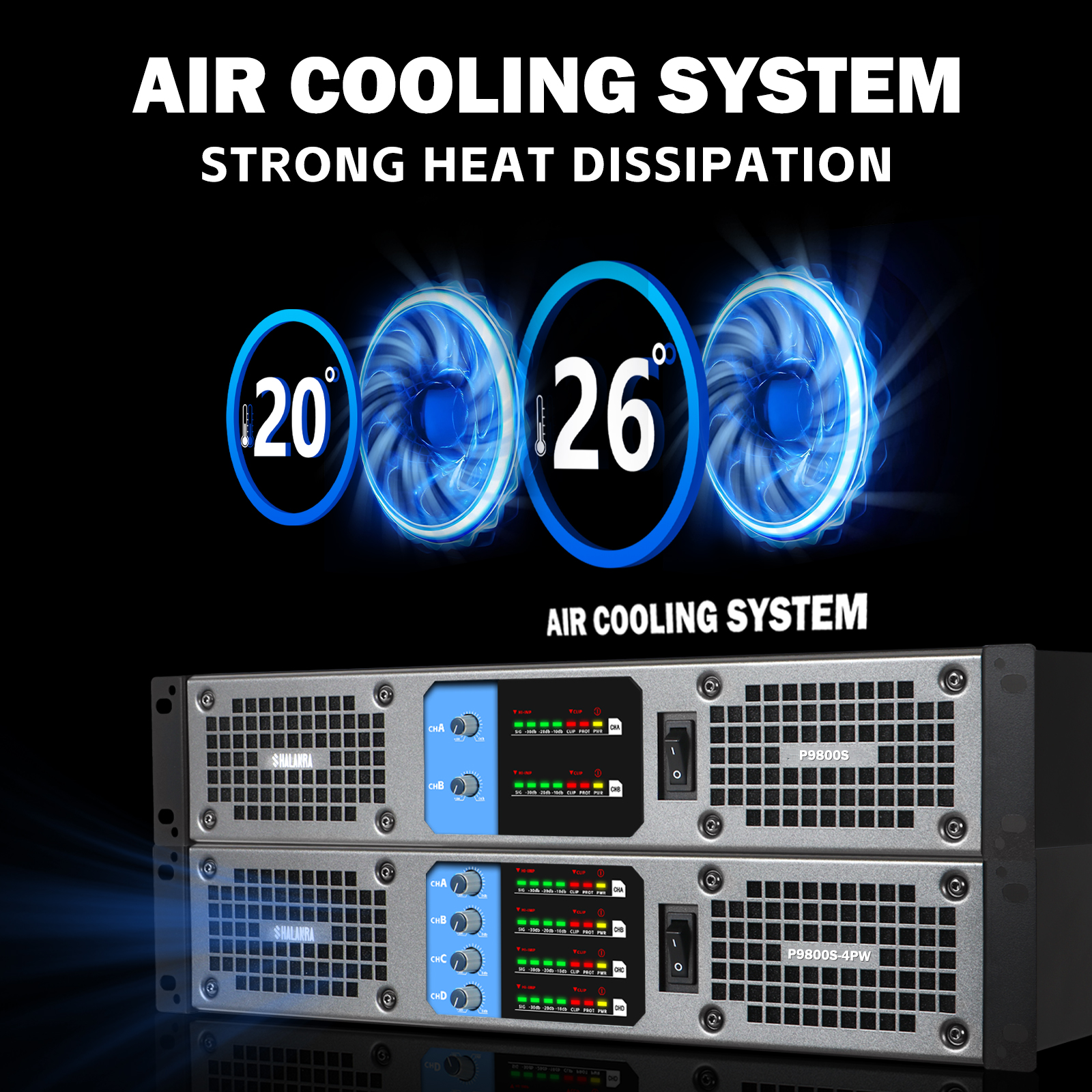 SHALANRA P9800S/P9800-4PW Power amplifier four-channel 8 ohm 1500W H-class professional stage ...