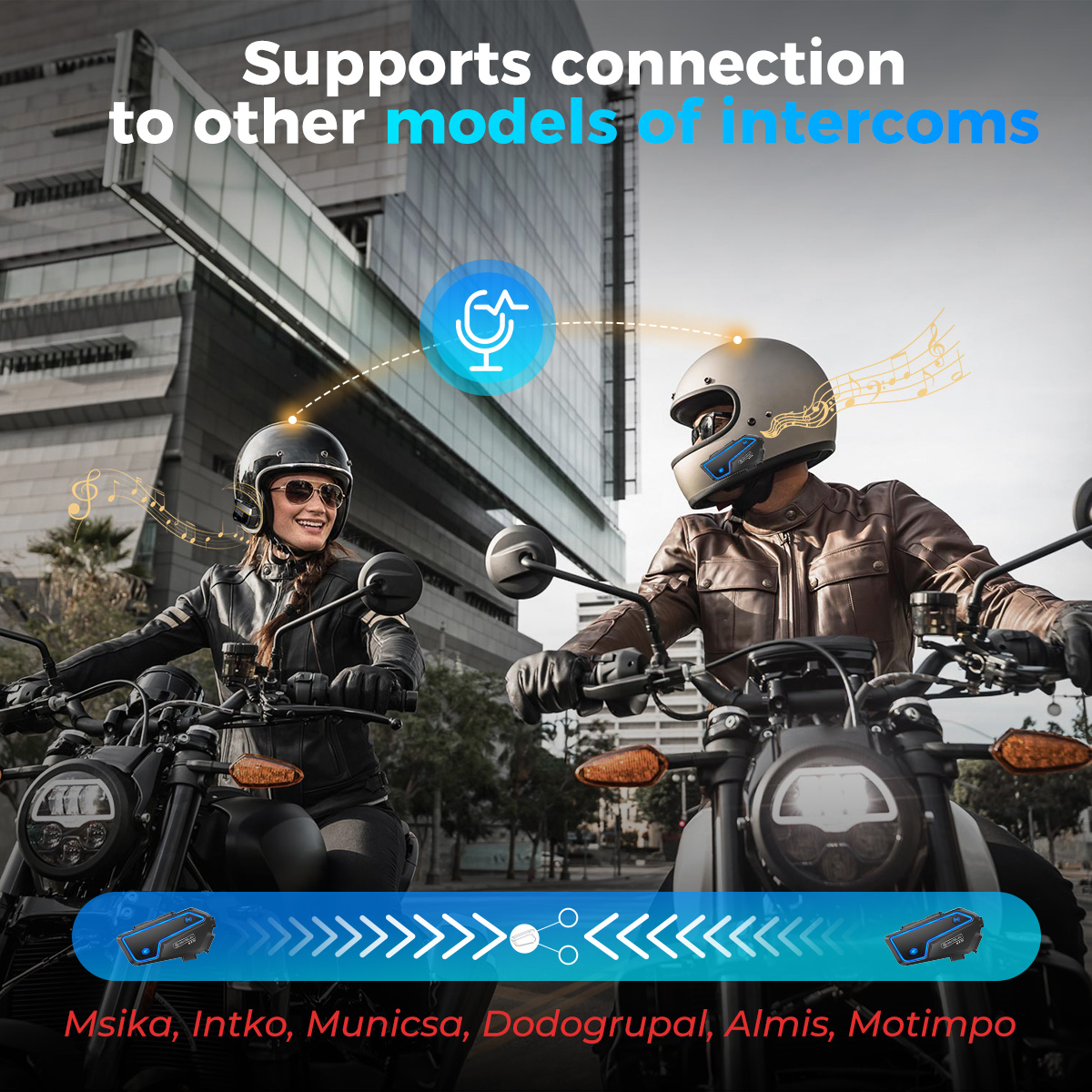 GEARELEC GX10 Motorcycle Intercom Helmet Headset for 2-10 Riders IP67 ...