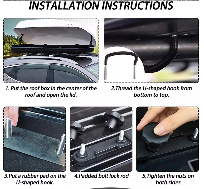 Roof Box Mounting U Bracket Universal Roof Box U-Bolt Clamps Car (Heavy ...