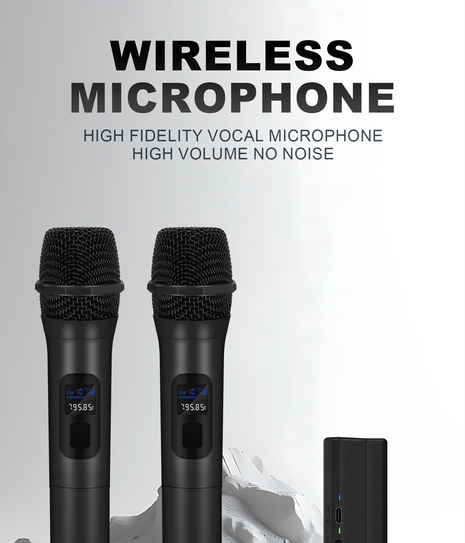 UHF Wireless Microphone Cordless Karaoke Dynamic Handheld Microphone ...