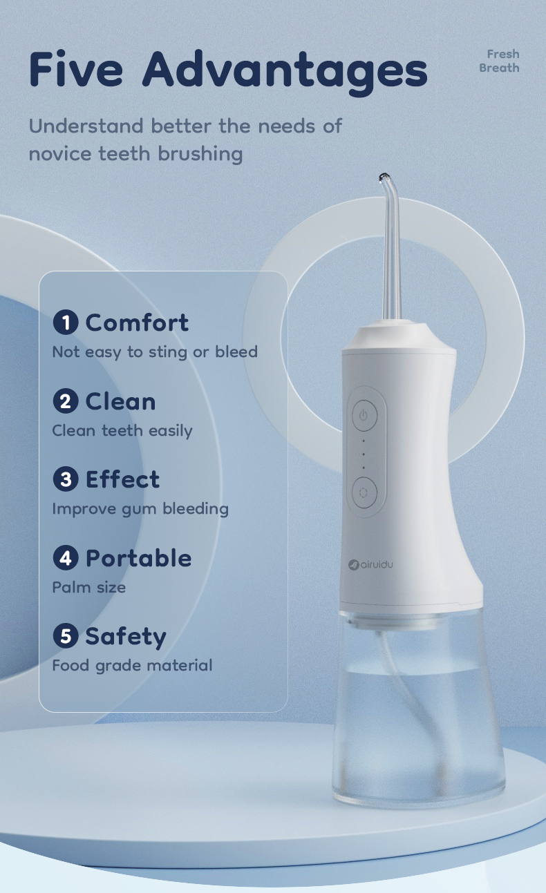 Airuidu CF530 Water Flosser 300ML Large Water Tank Dental Floss 3-Speed ...