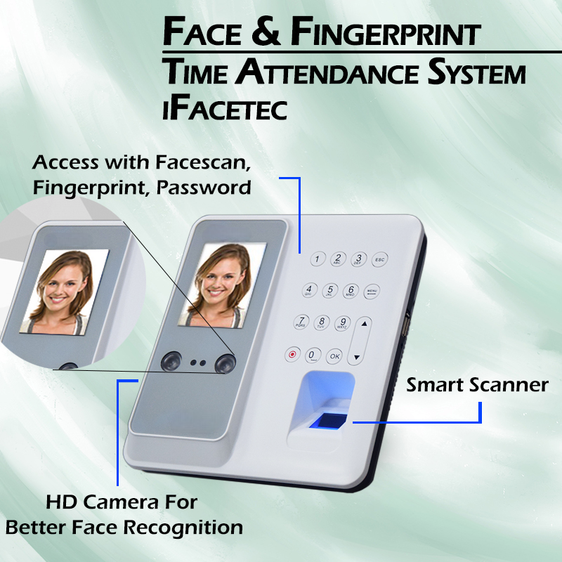 Heavy Duty Face Recognition Fingerprint Attendance Machine Face scan ...