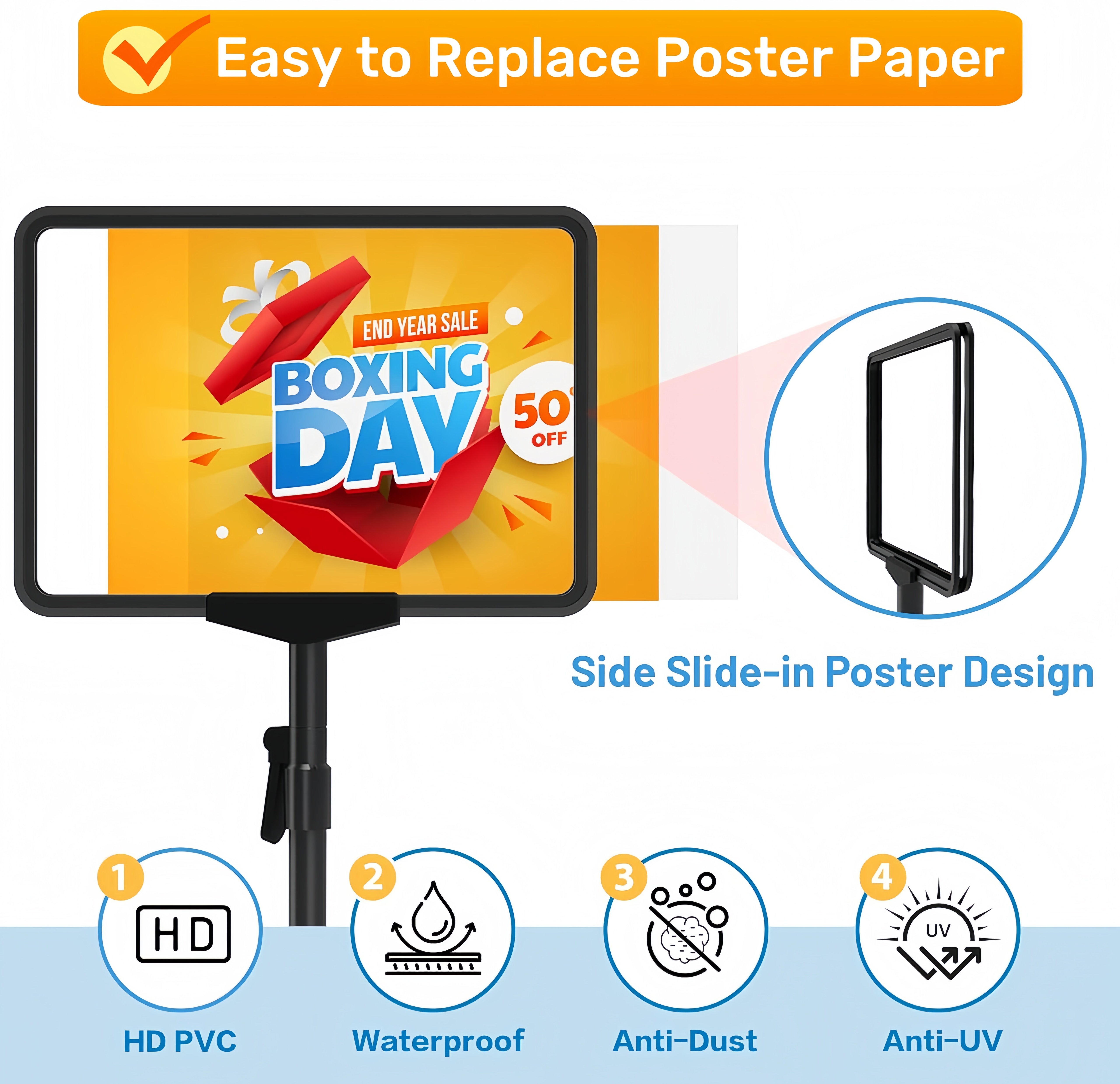 A4 Signage Price Display Board Store Promotion Board Stand Label Holder ...