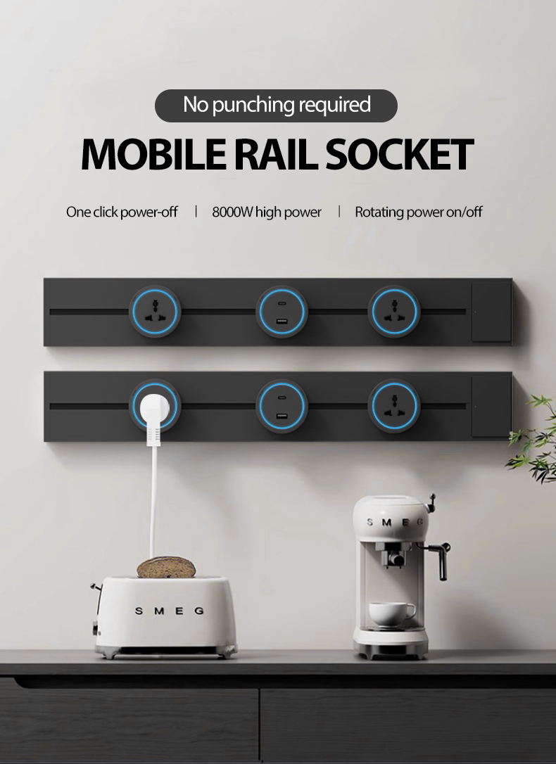 Power Track Socket Reccesed 40CM 60CM Multiple Usb Switch With Light ...