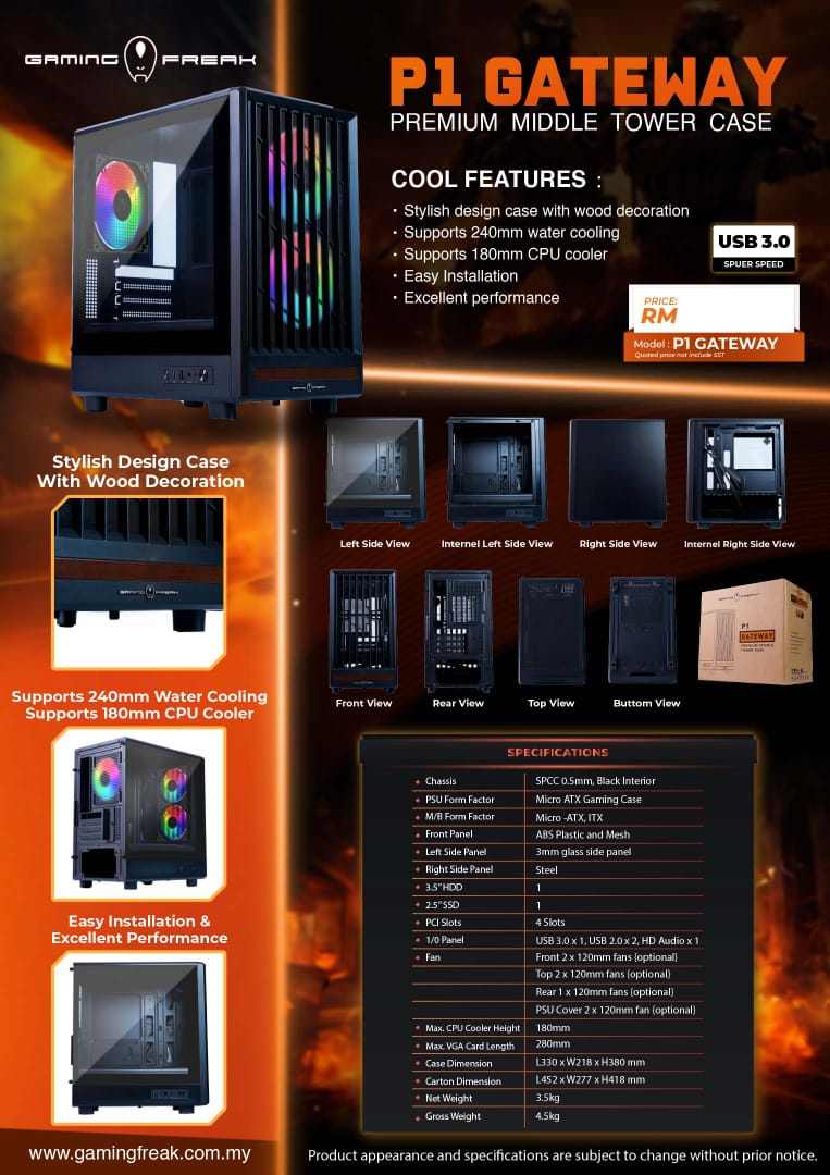 Gaming Freak P1 GATEWAY Premium Mid Tower Micro ATX Case | Shopee Malaysia