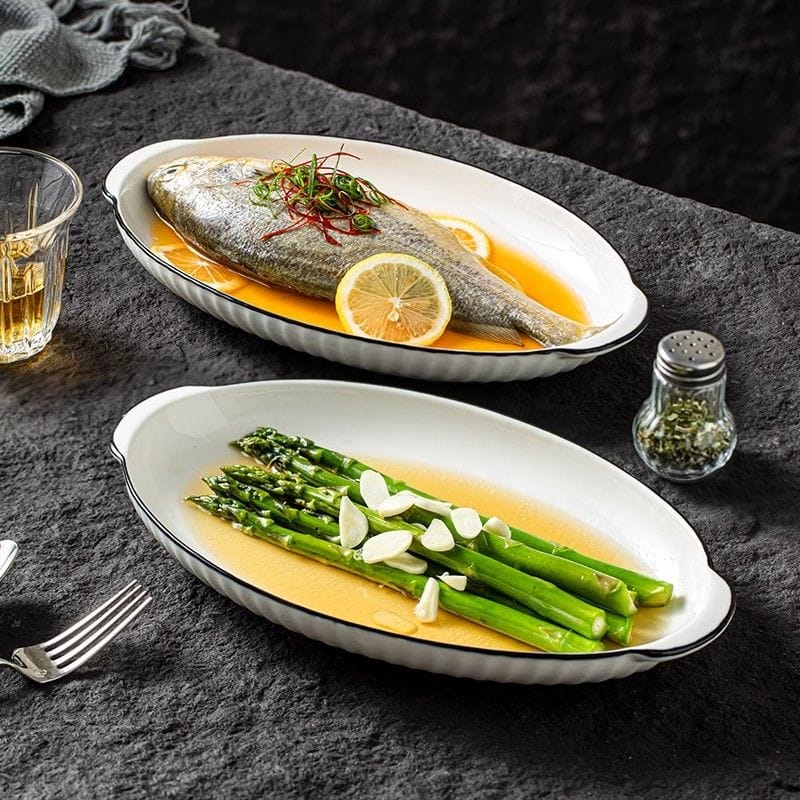 12' Fish Plate Ceramic/Oval Plate/ Fish Plate/ Pinggan Ikan/Pinggan ...