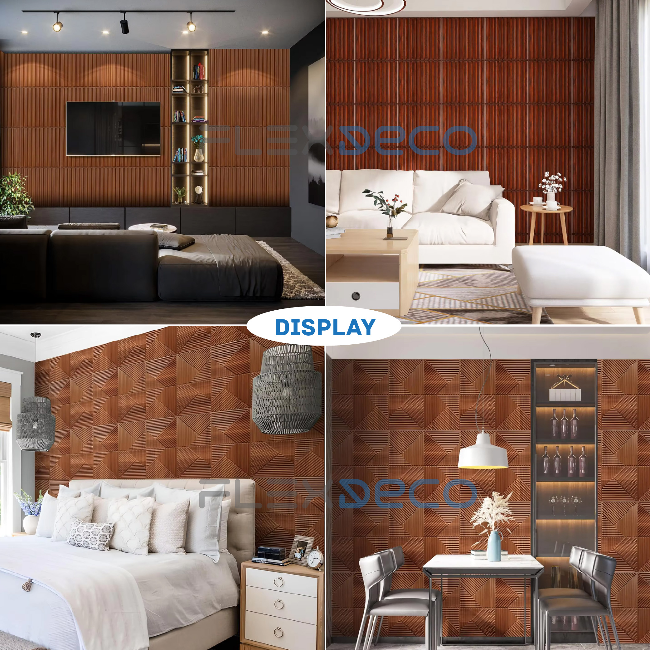 50X50CM Rumah Kertas Dinding Kayu Papan Tebal Premium Wood Wall Panel ...