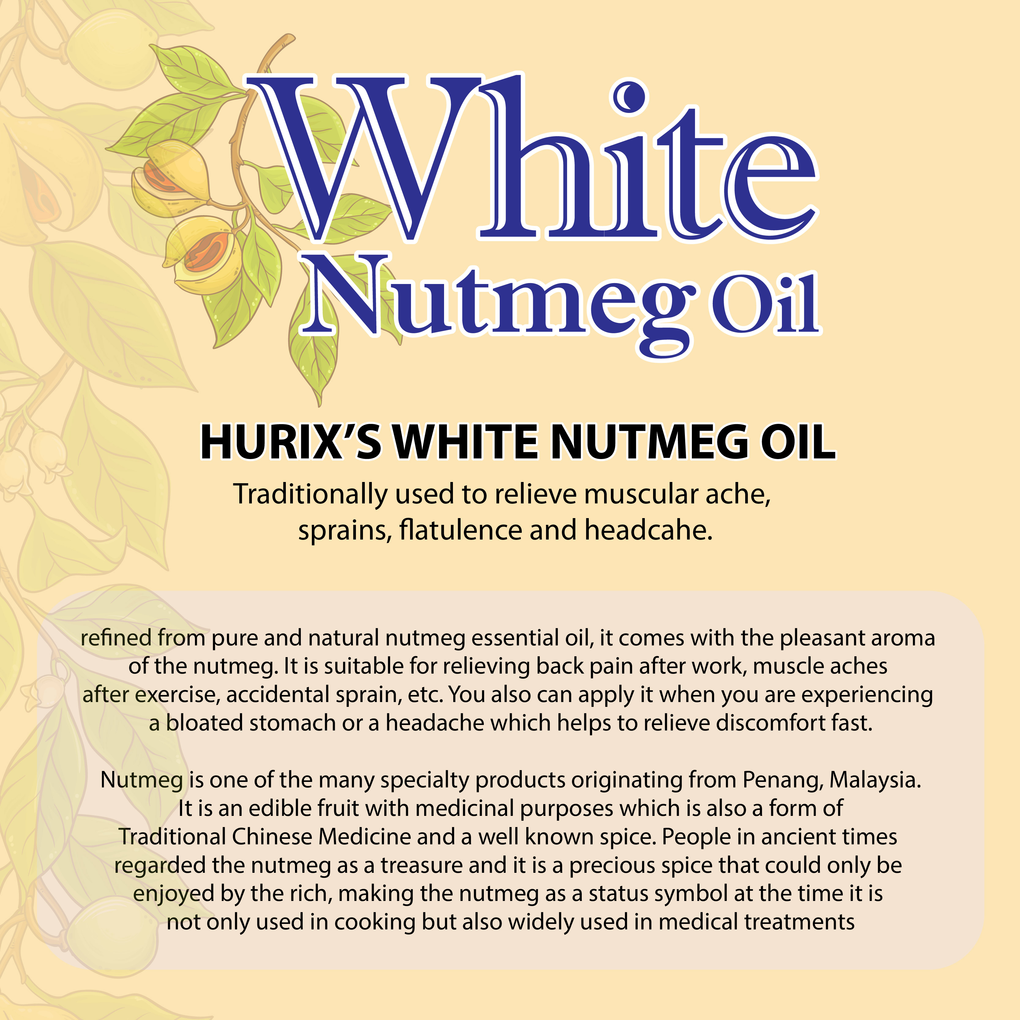 HURIX'S White Nutmeg Oil - Minyak Urut Tradisional - Sakit Otot ...