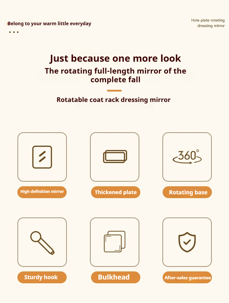 HAP - Rotatable Full-Length Dressing Mirror Bedroom Household Coat And ...