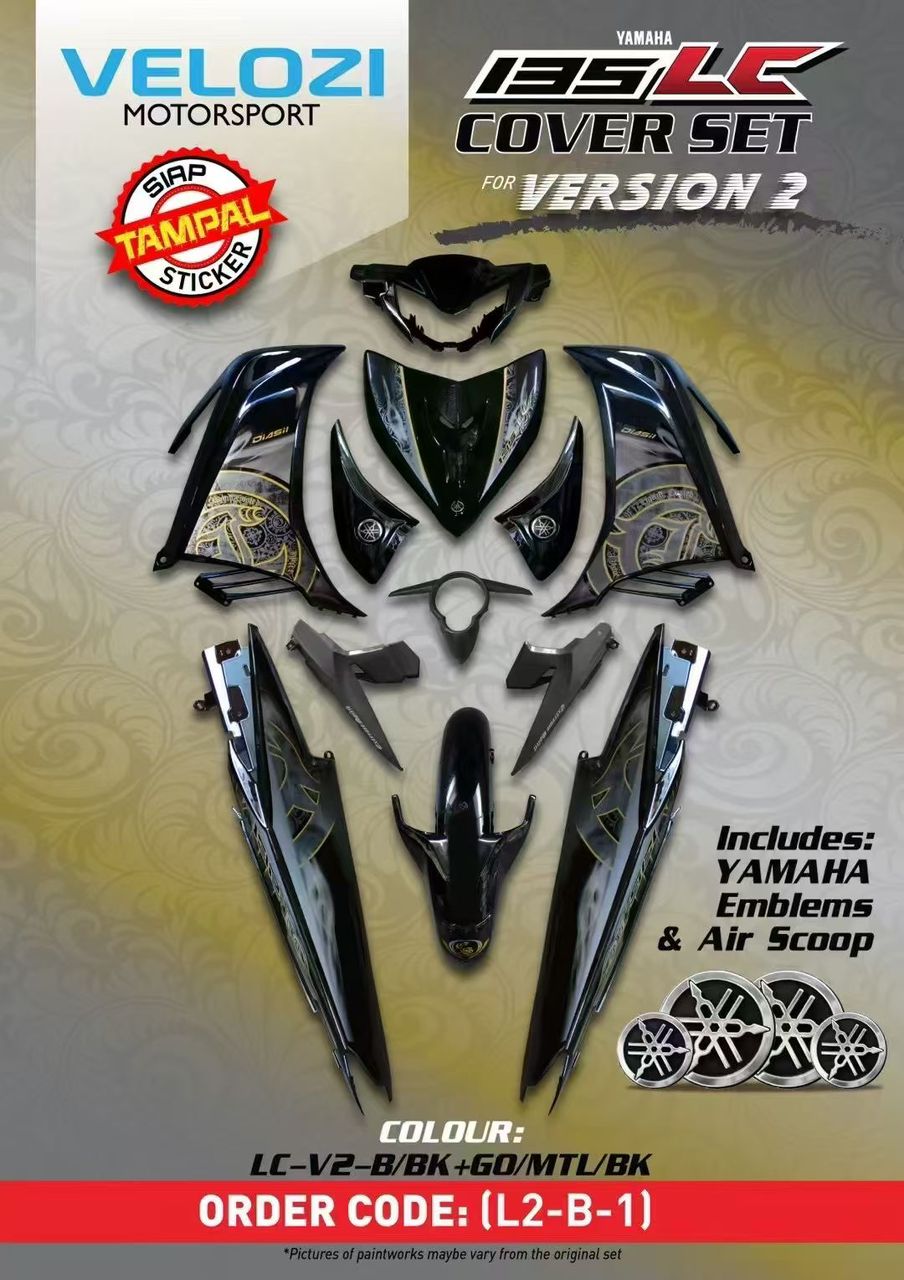 COVERSET ORIGINAL HONG LEONG YAMAHA HLY VELOZI M SEKI LC LC135 V2 V3 V4 V5 V6 HITAM BATIK GOLD ...