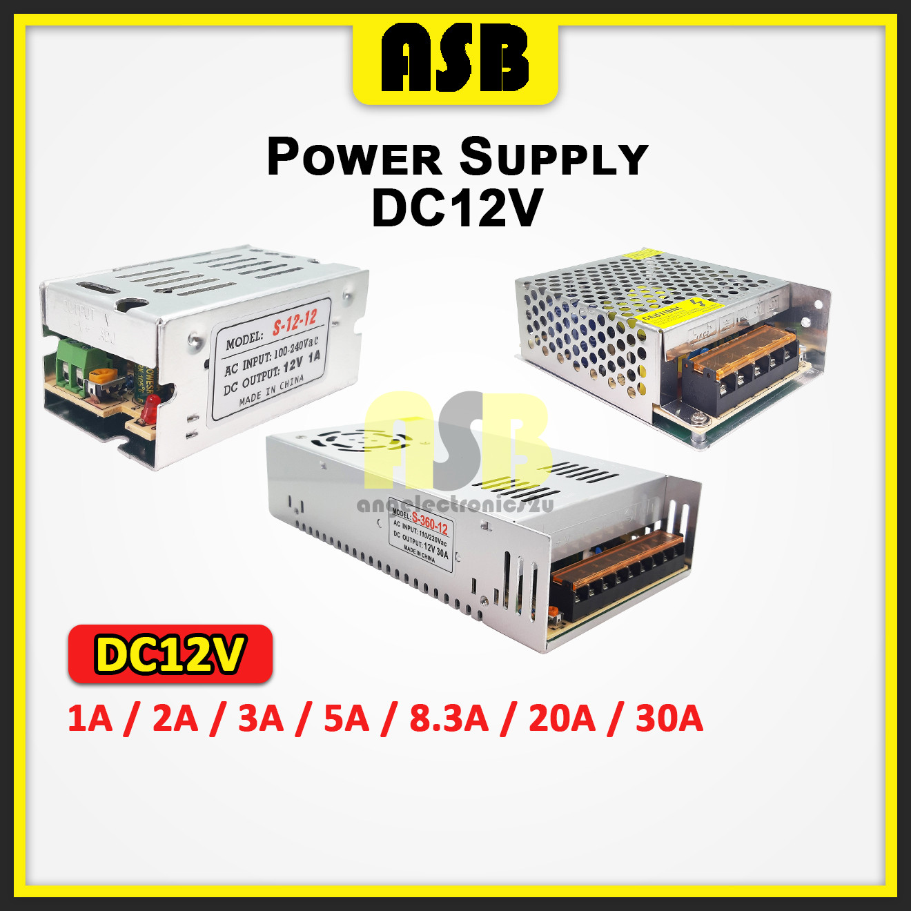 (1pc) Power Supply DC12V 1A / 2A / 3A / 5A / 8.3A / 20A / 30A | Shopee Malaysia