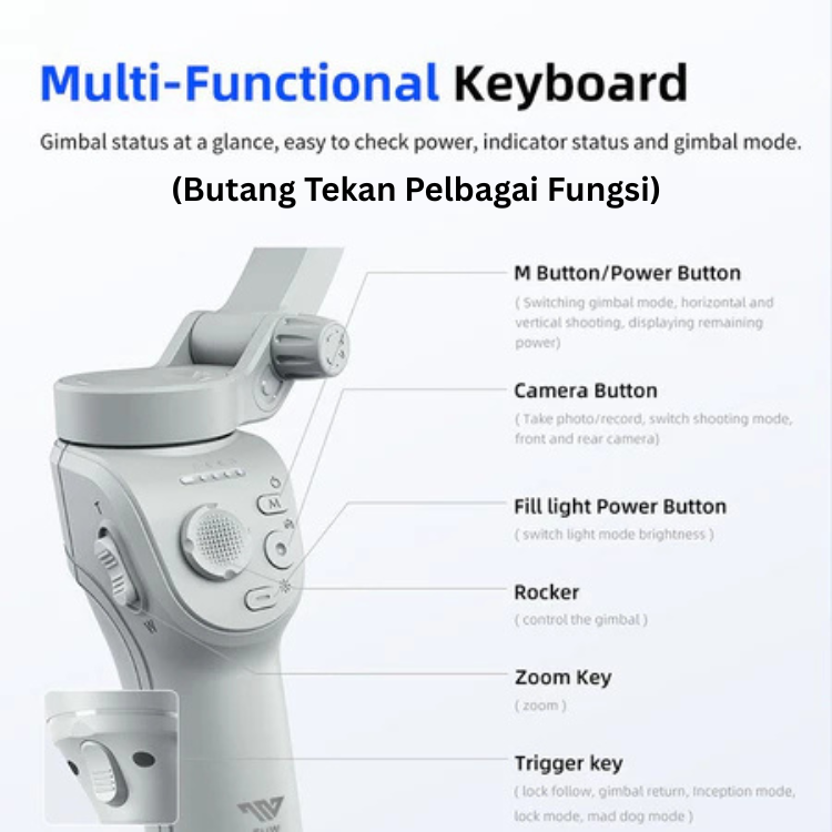 M01 Phone Gimbal Stabilizer Penstabil Gimbal Telefon 3-Axis Gimbal with ...