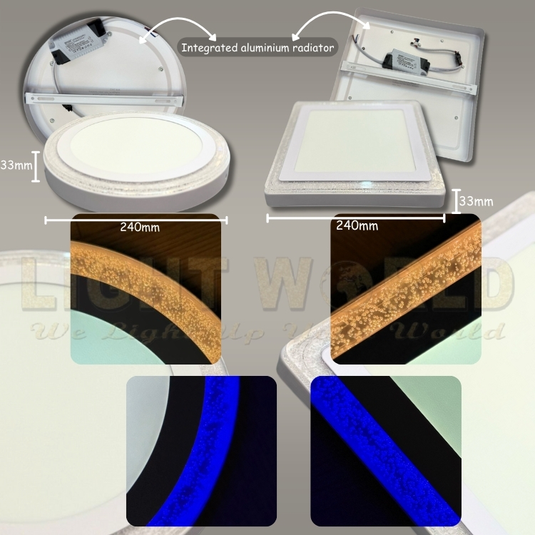 Double Color LED Surface Downlight Panel Light LED Ceiling Lamp ...