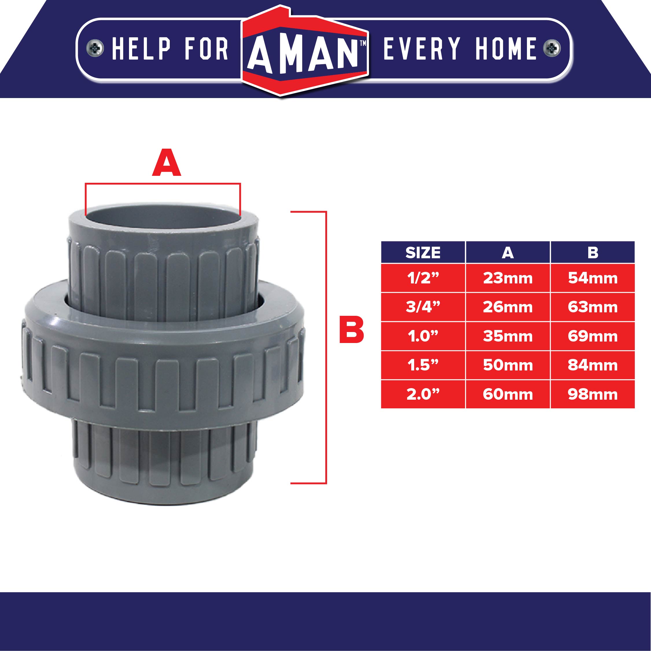 ViP PVC Union Connector Water Pipe Fittings Aquarium PVC Paip Joints ...