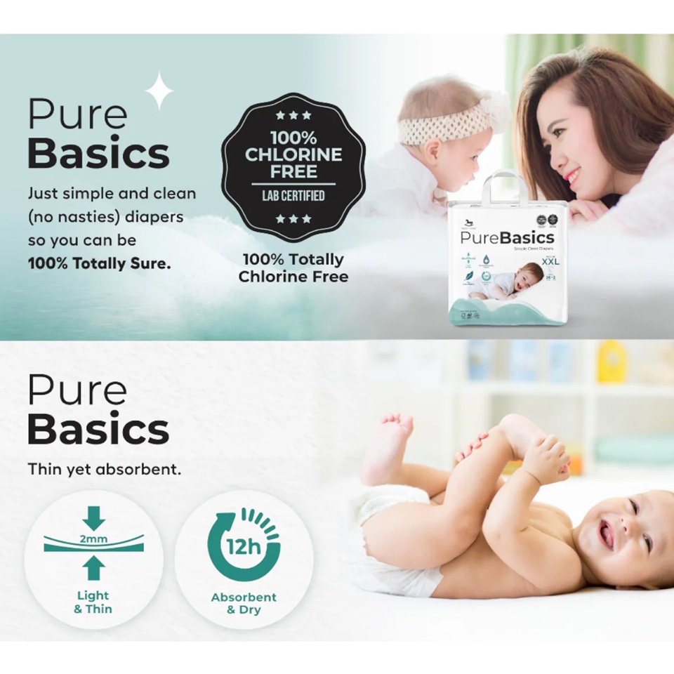 Size XL - Applecrumby Purebasic baby Diapers 4 Packs Bundle (Tape ...